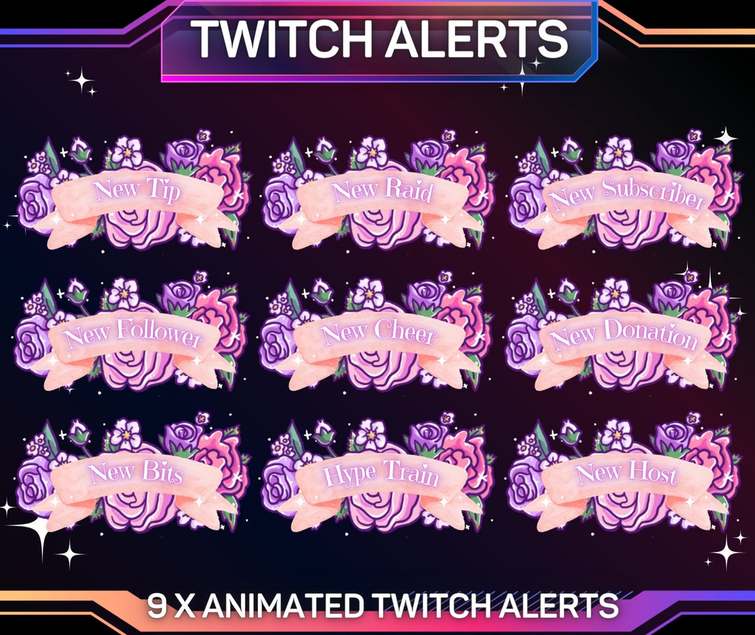 9 X Floral Animated Twitch Alerts | Twitch Alerts Pack | Twitch Alerts ...