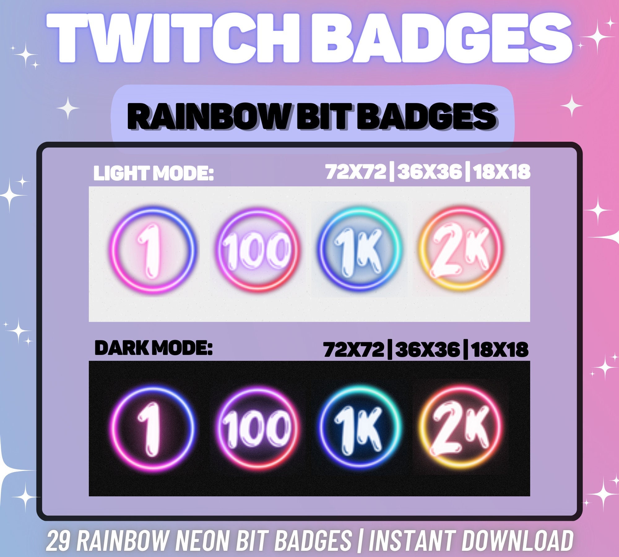 29 X Rainbow Neon Bit Badges Complete Twitch Bit Badges Set - Etsy UK