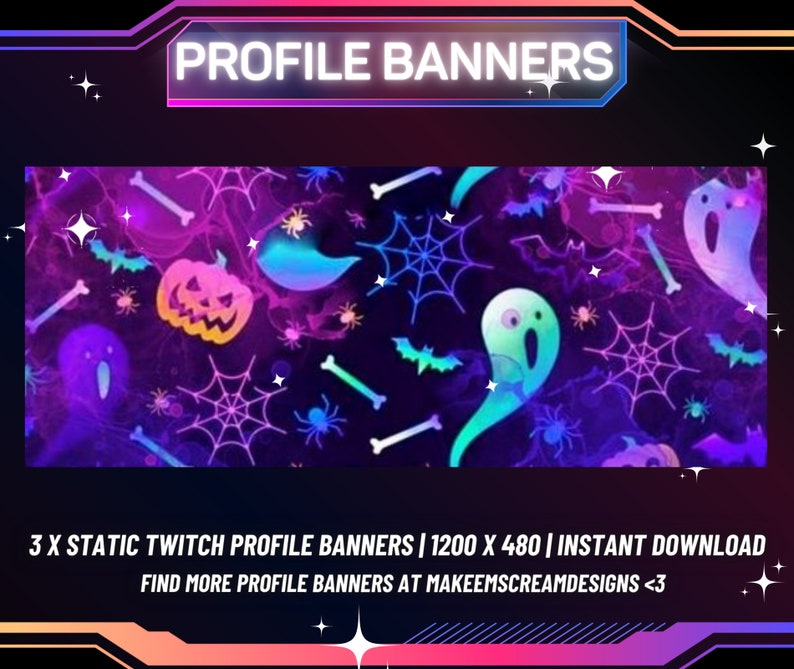 Neon Ghost Twitch Banners, Scary Twitch Banners, Halloween Profile ...