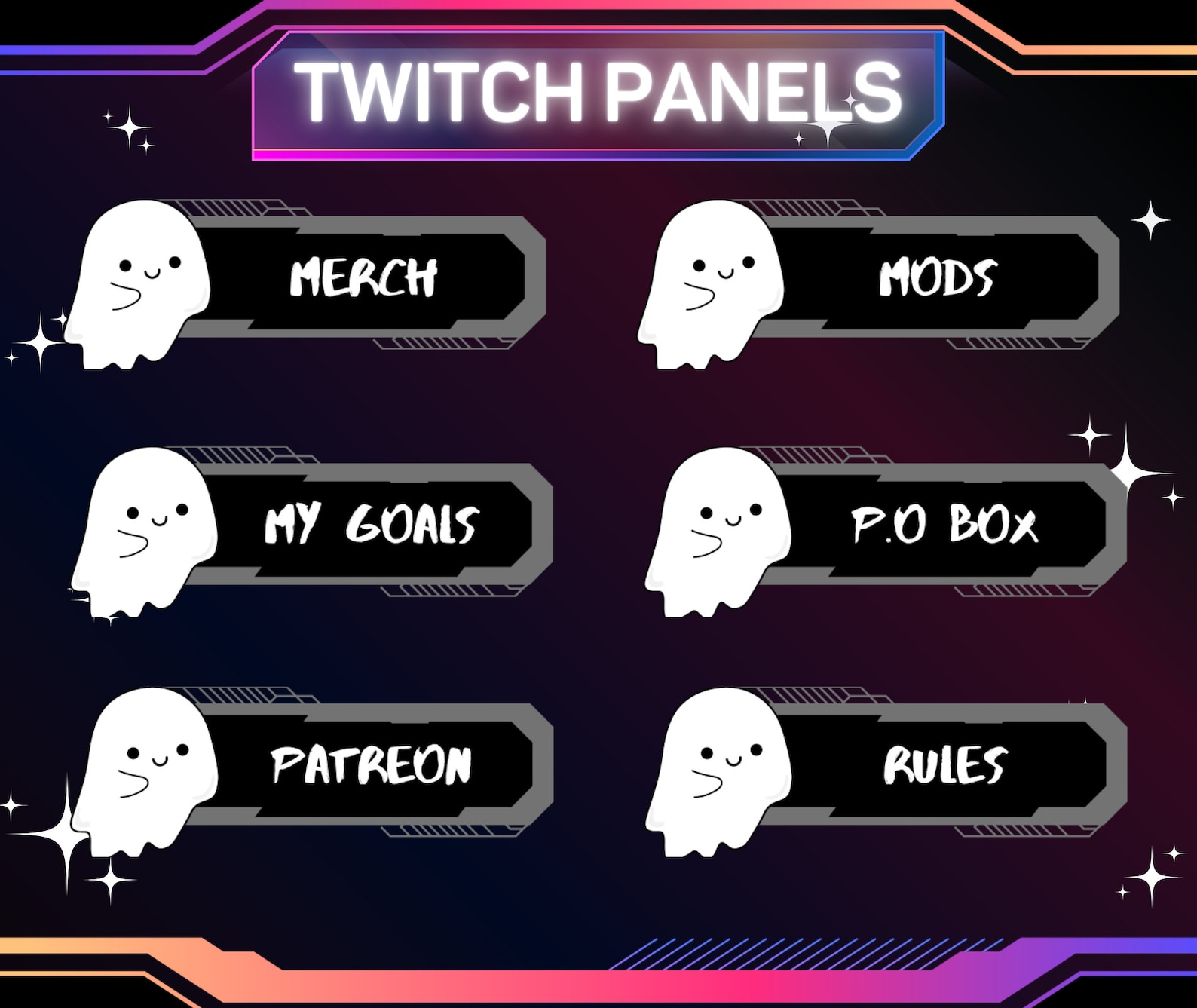 30 X Cute Ghost Twitch Panels | Stream Panels | Twitch Panels | Ready ...