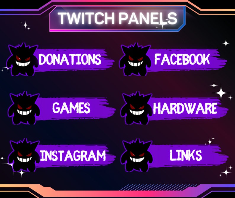 Gengar Twitch Panels, Purple Stream Overlays (instant Download) - Etsy