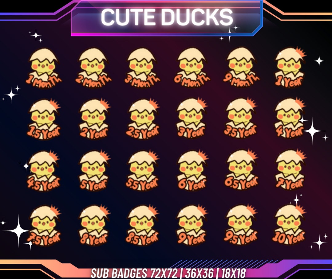 24 X Cute Duck Sub Badges | Sub Badges Set | Twitch Badges | Kick ...