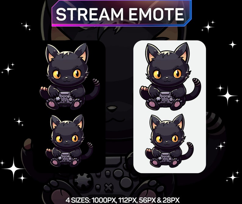 Gaming Black Cat Emote for Twitch, Discord, Kick (instant Download) - Etsy