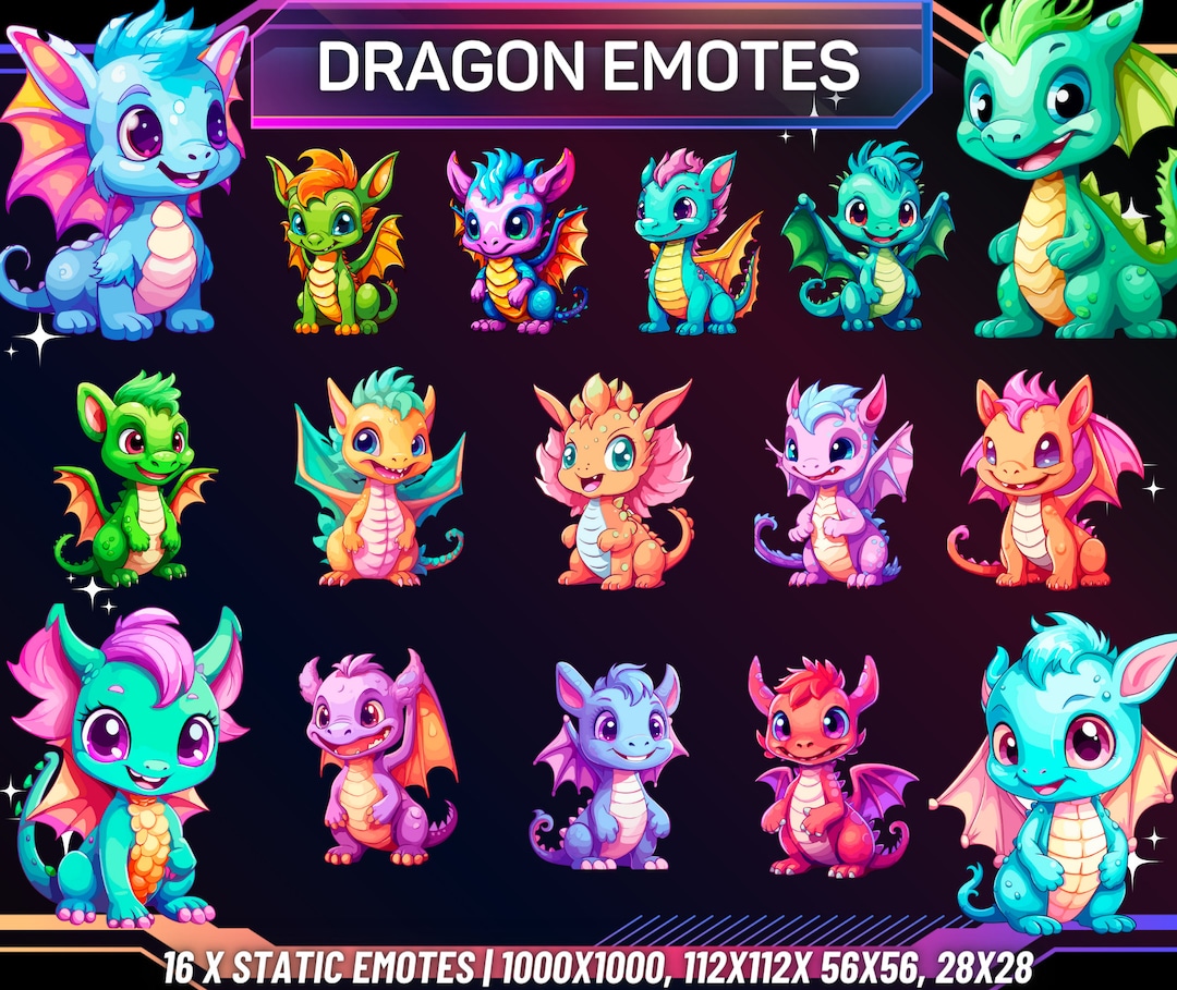 16 X Twitch Emotes | Cute Dragon Emotes | Dragon Twitch Emotes | Funny ...