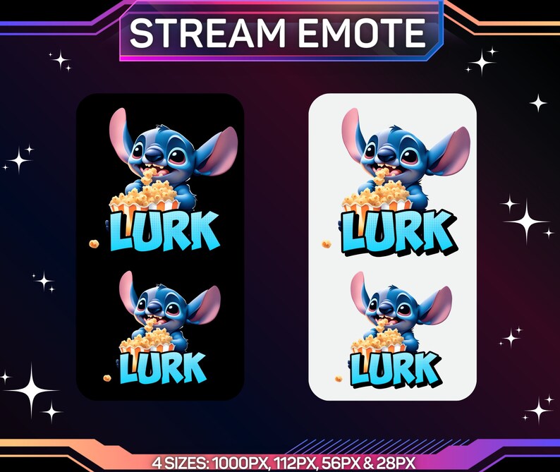 Stitch Popcorn Lurk Twitch Emote (digital Download) - Etsy