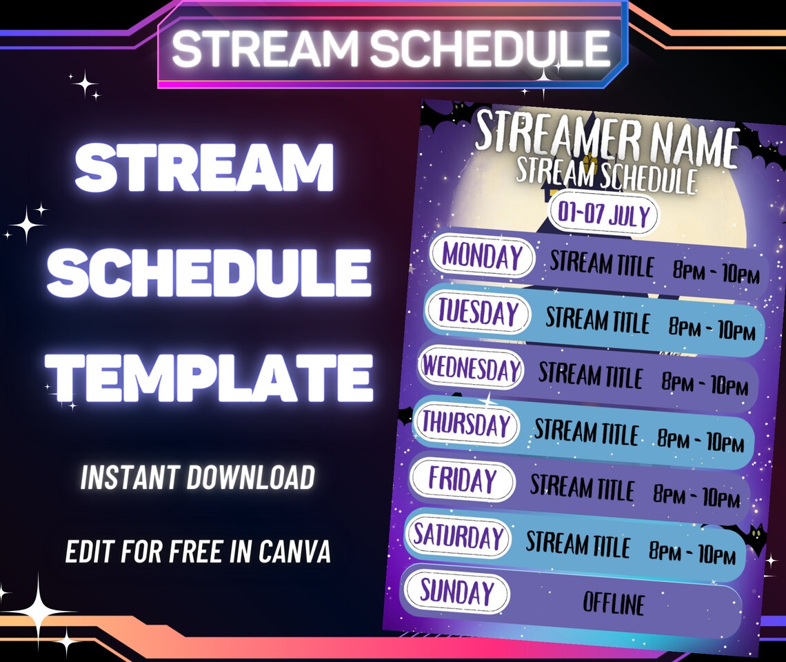 STREAM SCHEDULE Template Halloween Stream Schedule Social Media Stream ...