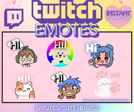Cute Hi Emote Pack for Twitch & Discord | Etsy