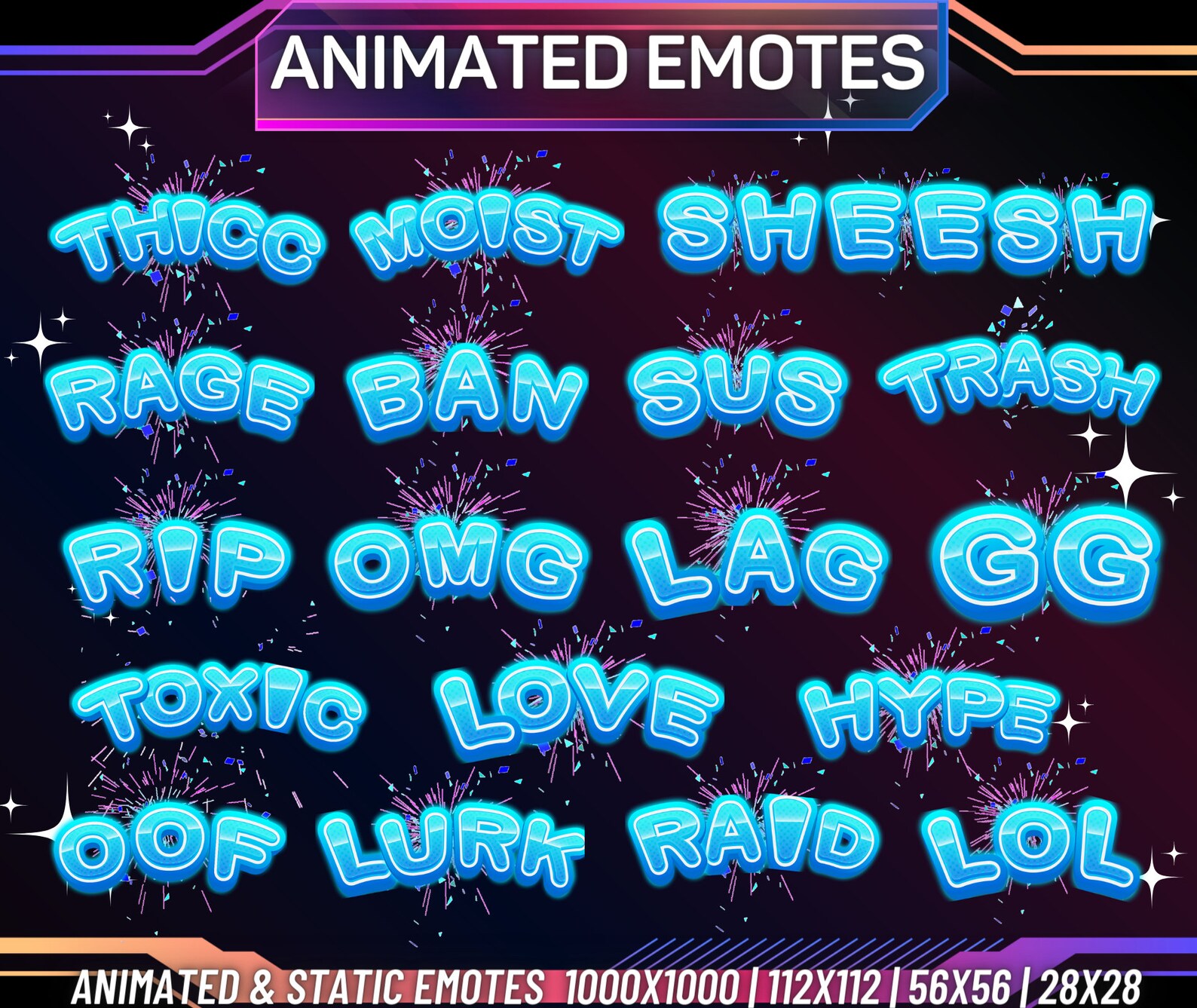 Animated Text Emote PACK | Twitch Emote | Kick Emote | Discord Emote ...
