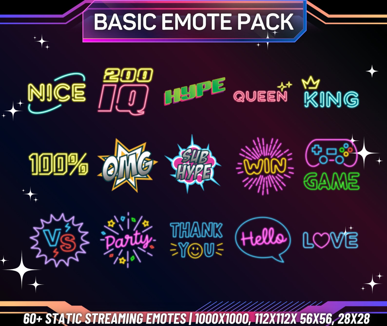 Retro Neon Twitch Emotes | 80s Streamer Pack (digital Download) - Etsy
