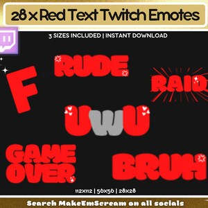 MEGAPACK 28 X Red Text Twitch Emote Megapack | Funny Twitch Emotes ...
