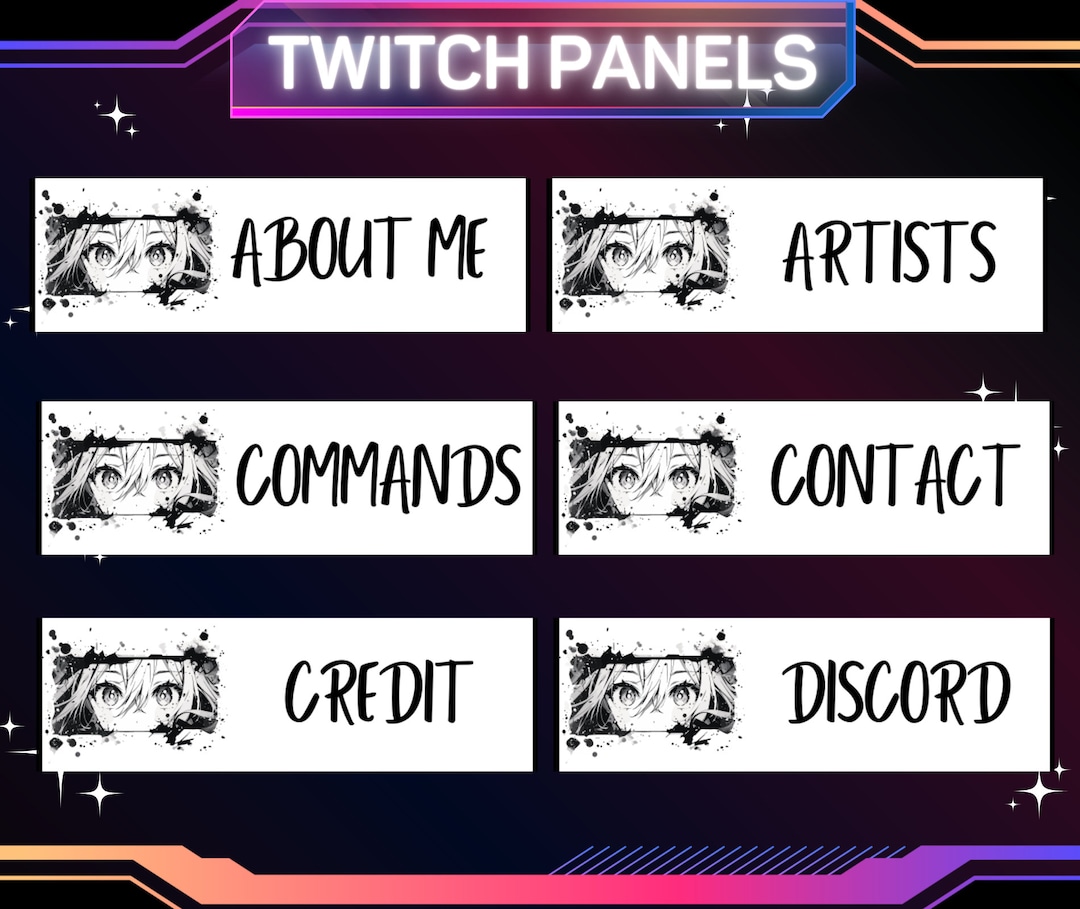 30 X Black & White Twitch Panels, Streaming Panels, Twitch Panels, Kick ...