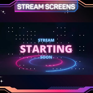 5 X ANIMATED Neon Stream Screens Animated Starting Soon Be Right Back ...