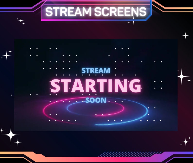 5 X ANIMATED Neon Stream Screens Animated Starting Soon Be Right Back Stream Offline Stream ...