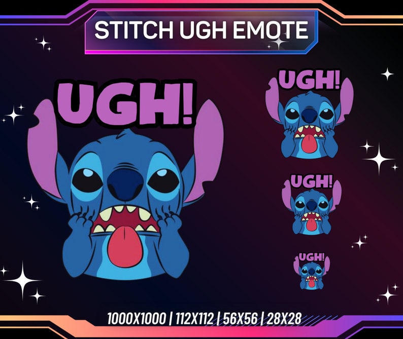 Funny Stitch Twitch Emote | "ugh!" Static Design (instant Download) - Etsy
