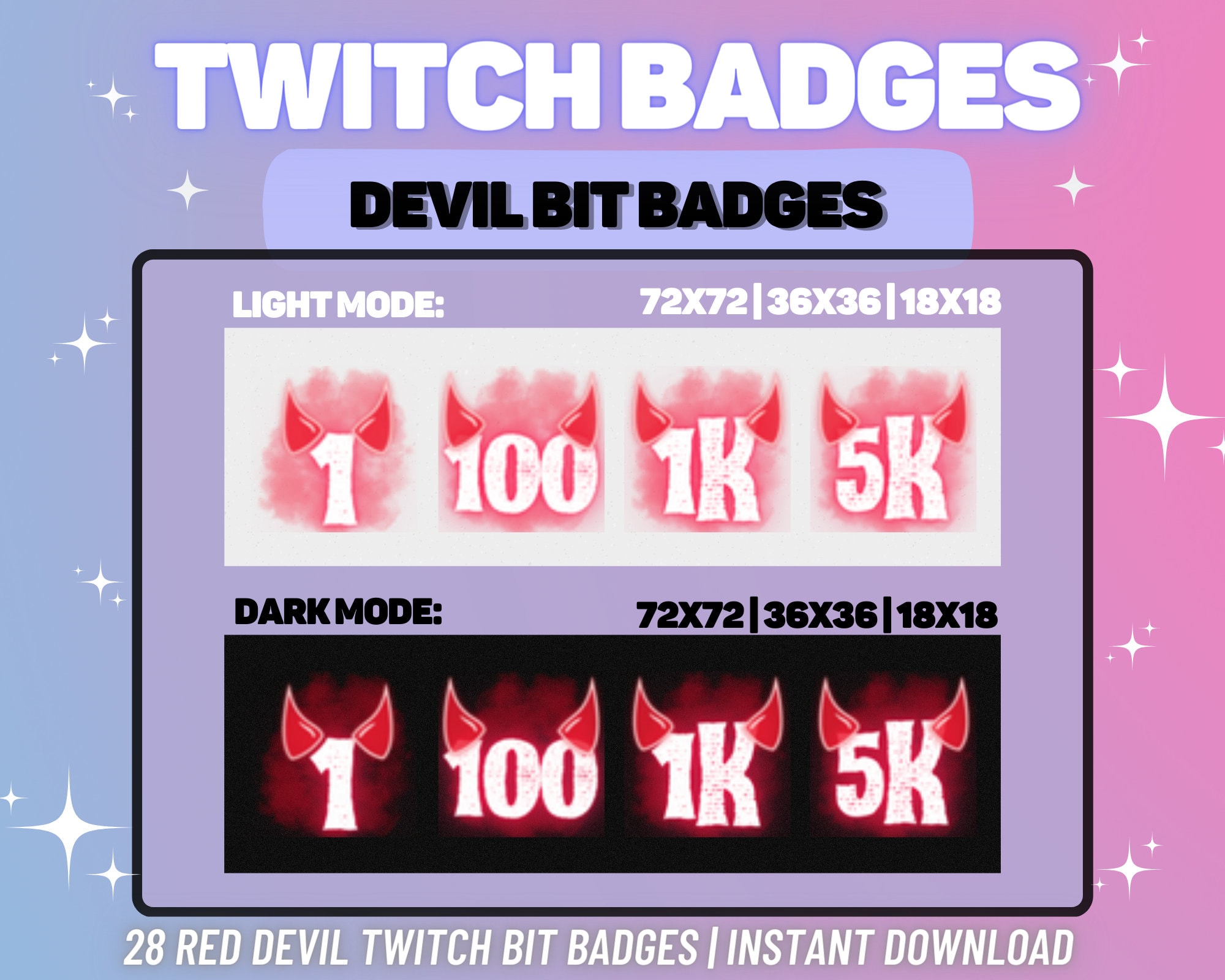 COMPLETE SET 28 X Red Devil Bit Badges Complete Twitch Bit Badges Set ...