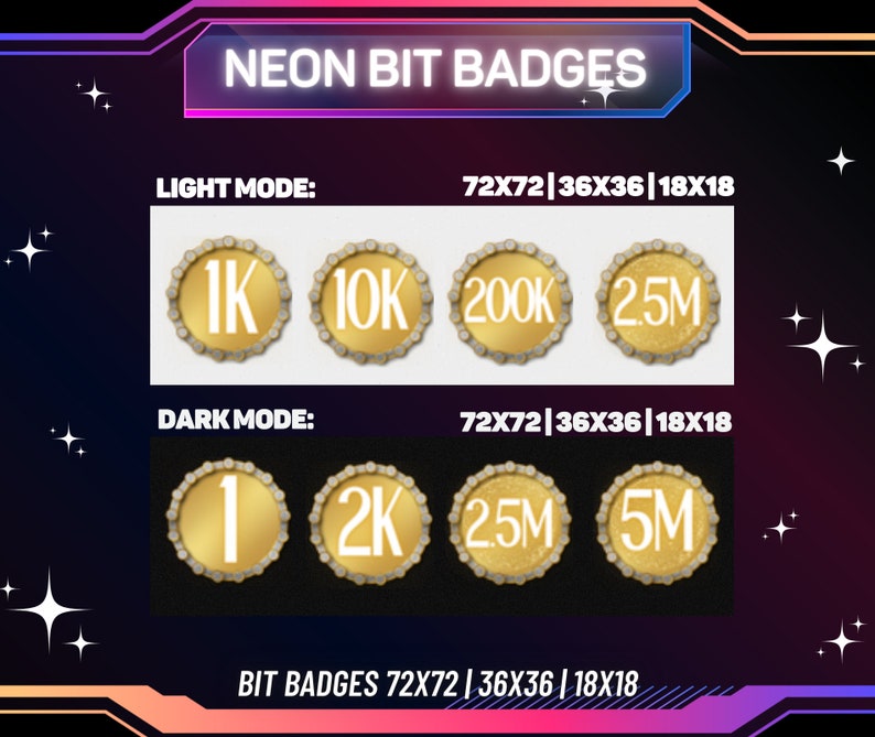 29 X Neon Gold Twitch Bit Tier Badges Twitch Bit Badges Twitch Badges ...
