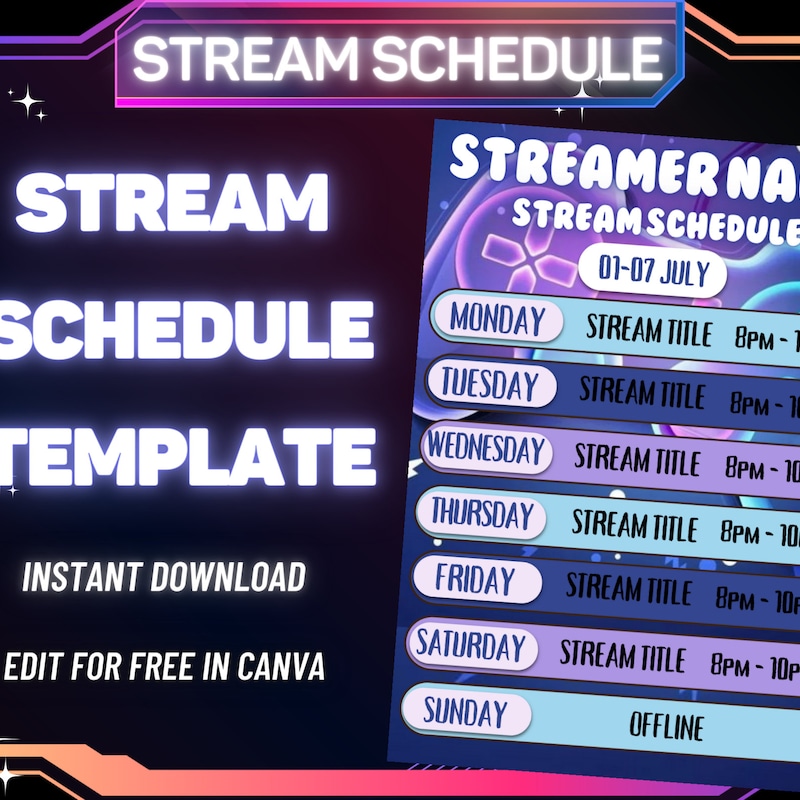 Youtube Schedules - Etsy