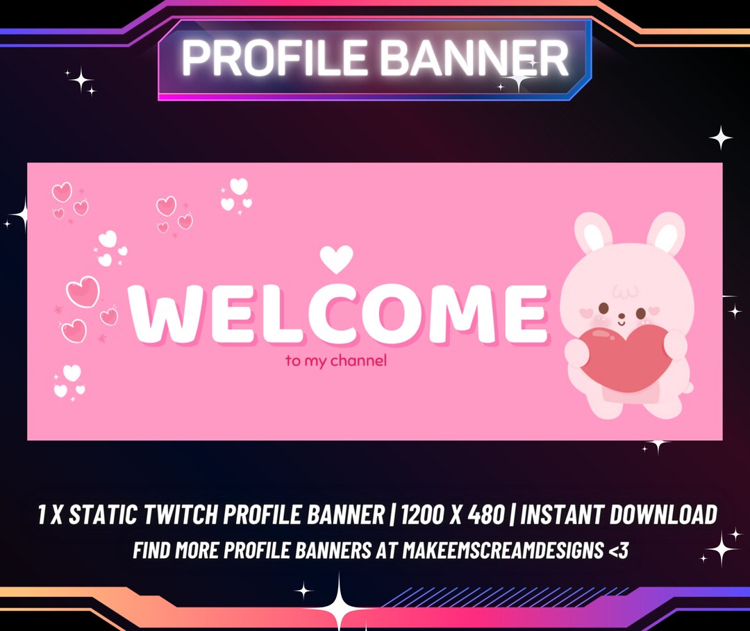 Twitch Profile Banner, Pink Bunny Profile Banner, Pink Profile Display ...