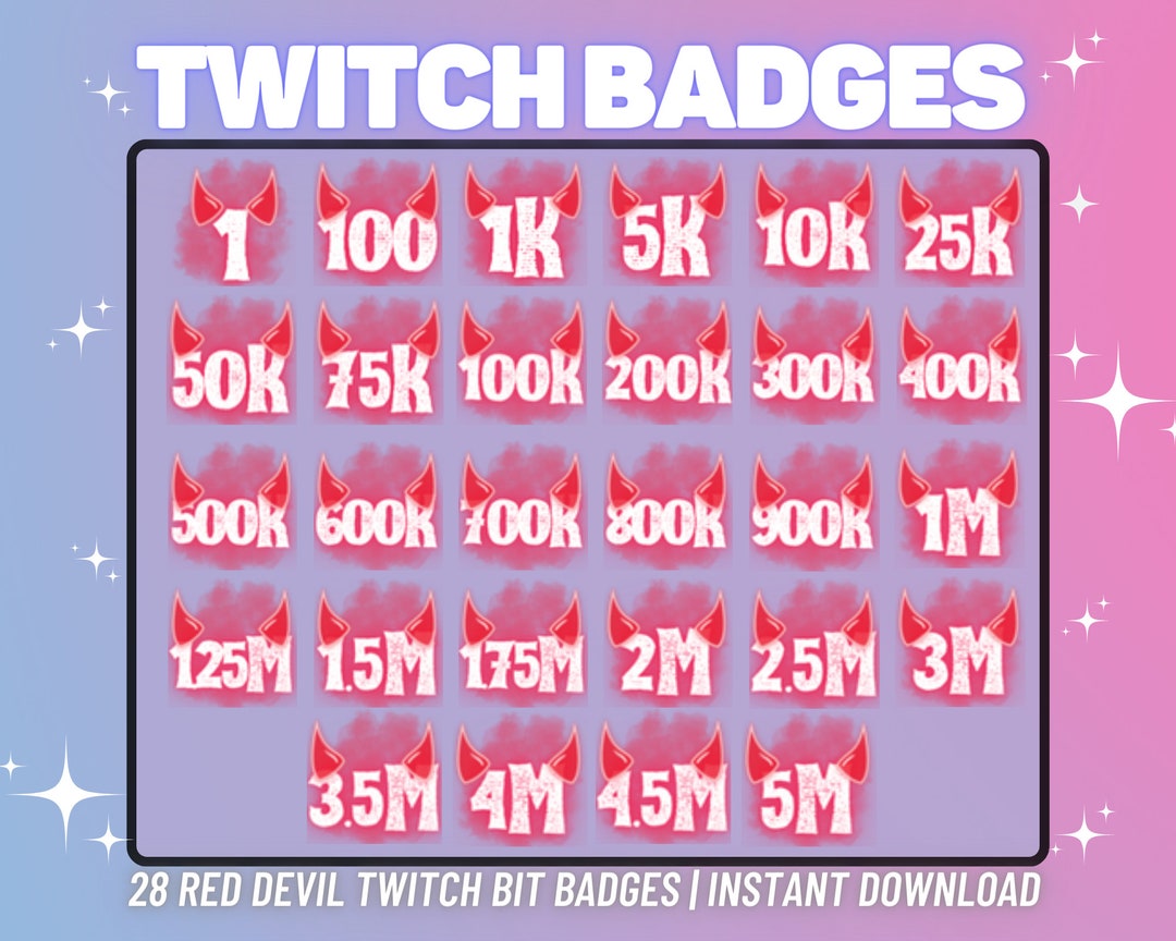 COMPLETE SET! 28 X Red Devil Bit Badges | Complete Twitch Bit Badges ...