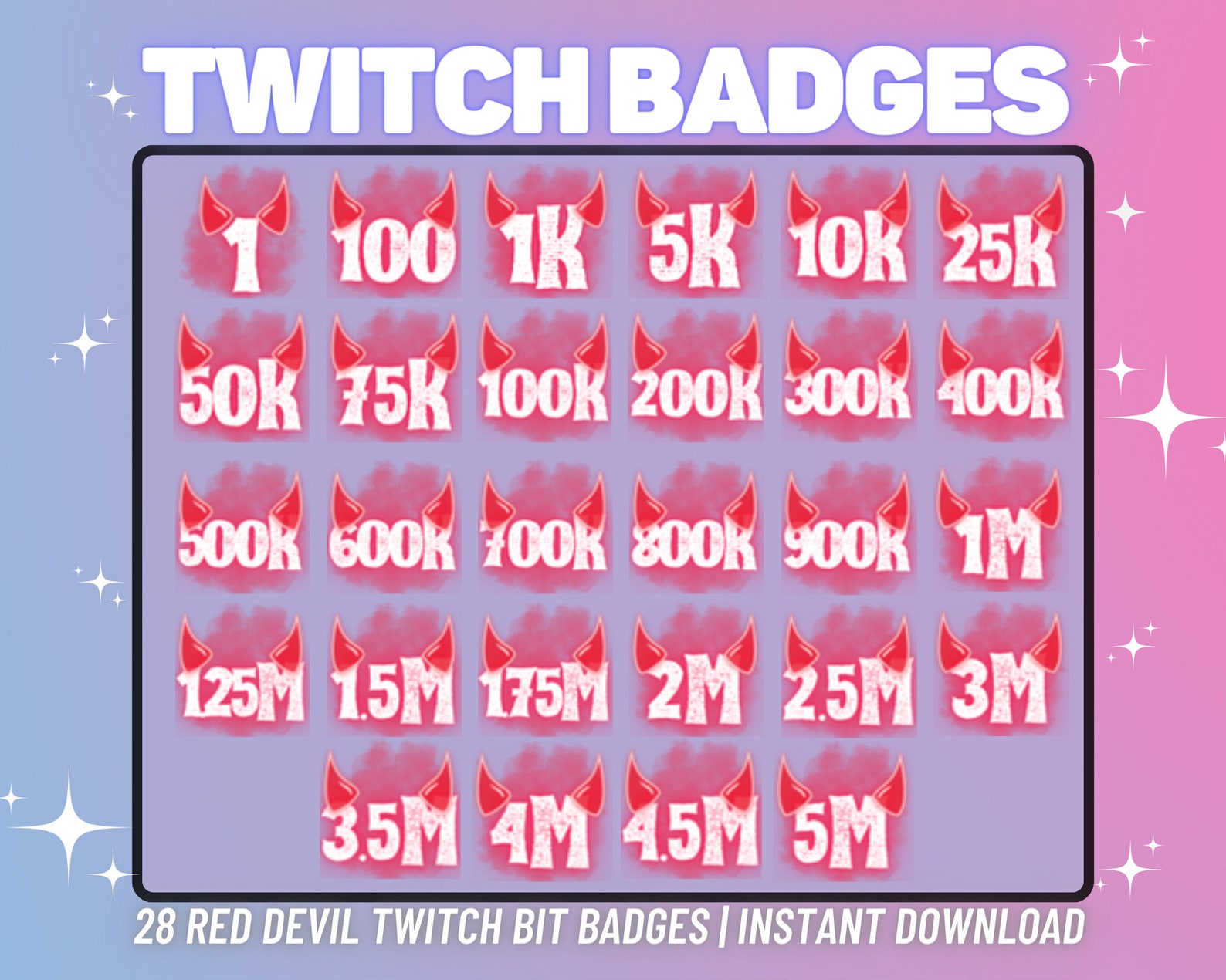COMPLETE SET 28 X Red Devil Bit Badges Complete Twitch Bit - Etsy