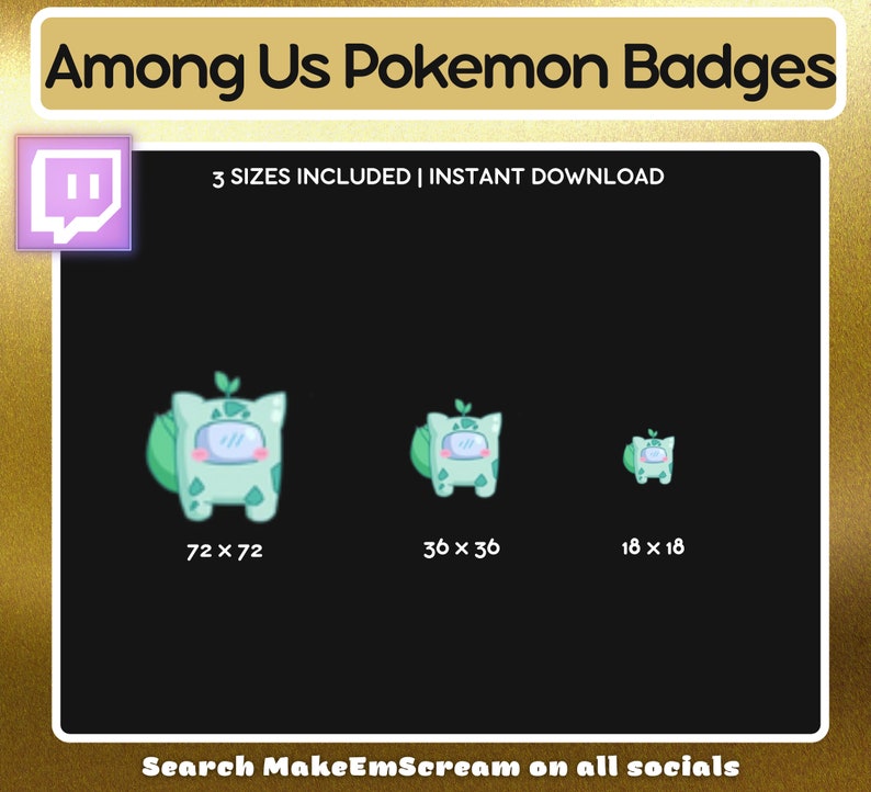 Among Us Pokemon Twitch Sub Badges | Cute Sub Badges | Pokemon Sub ...
