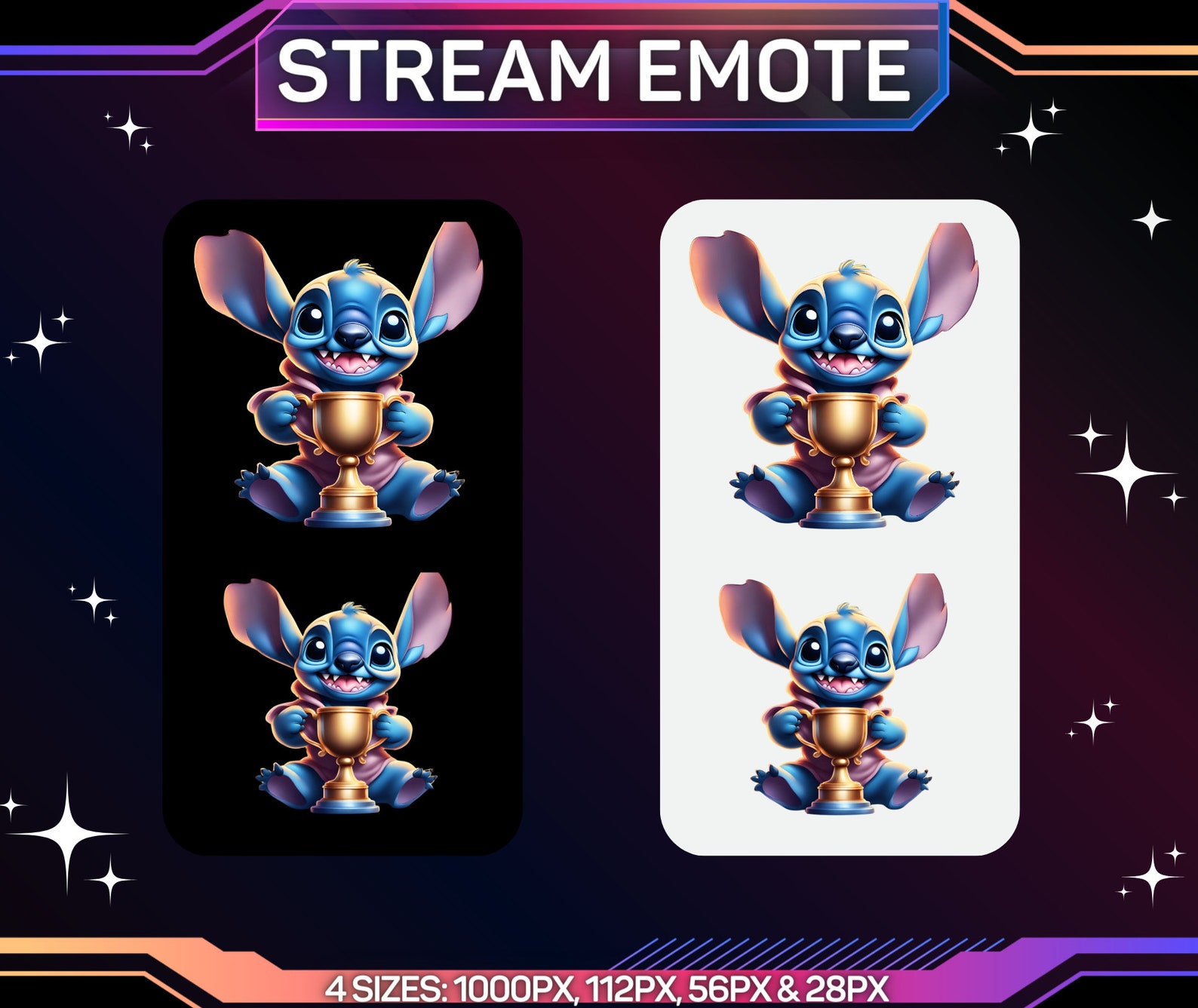 Stitch Trophy Emote for Twitch, Discord, Kick (instant Download) - Etsy