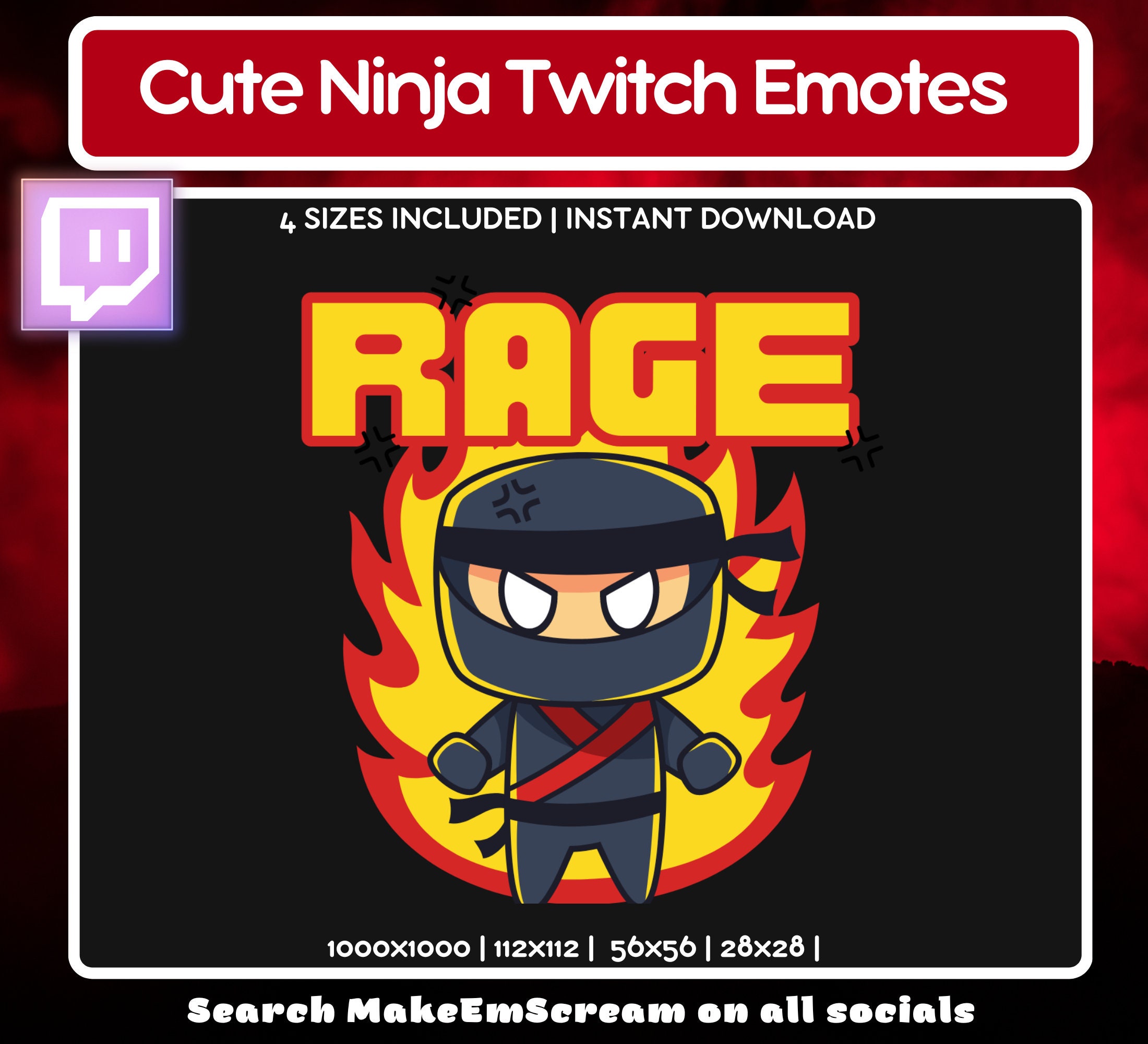 8 X Cute Ninja Twitch Emotes Kick Emotes Youtube Emotes Discord Ninja ...