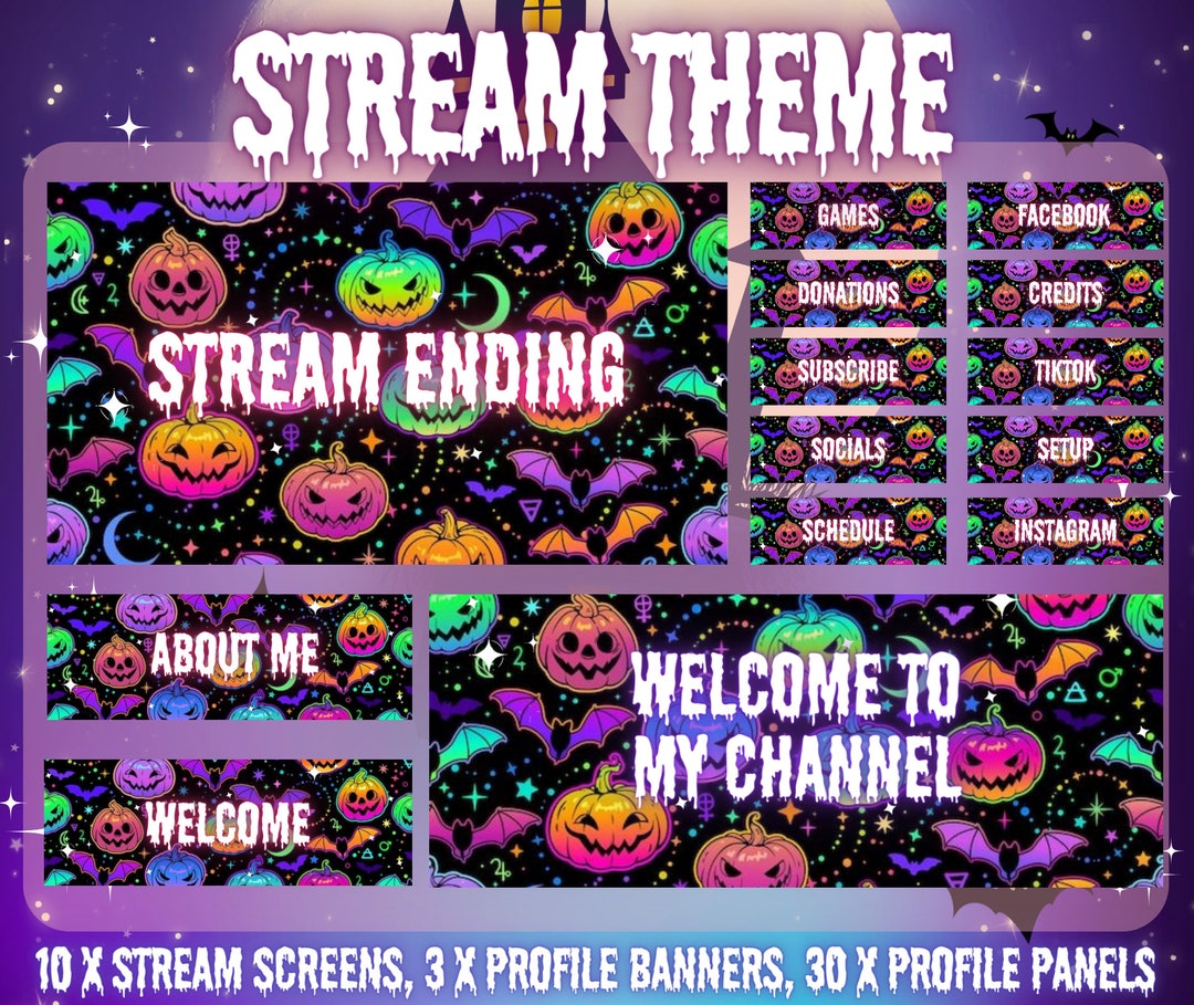 Neon Pumpkin Stream Theme, Twitch Stream Theme, Twitch Profile Banners ...