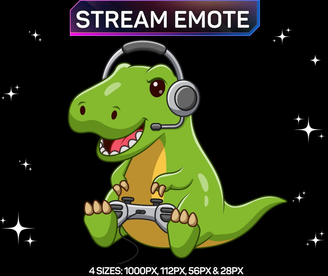 Funny Dinosaur Gamer Emote for Twitch, Discord, Kick (instant Download ...
