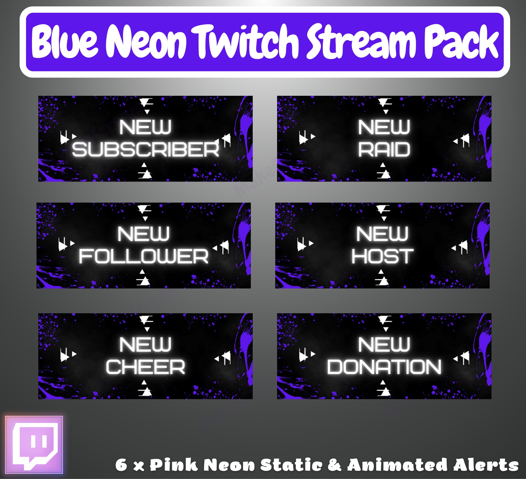 Blue Neon Animated Twitch Overlay | Complete Stream Pack - Etsy