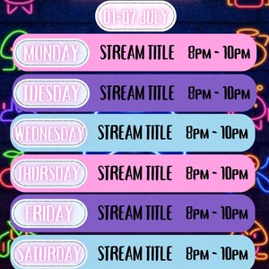 STREAM SCHEDULE Template, Neon Gamer Stream Schedule, Social Media ...