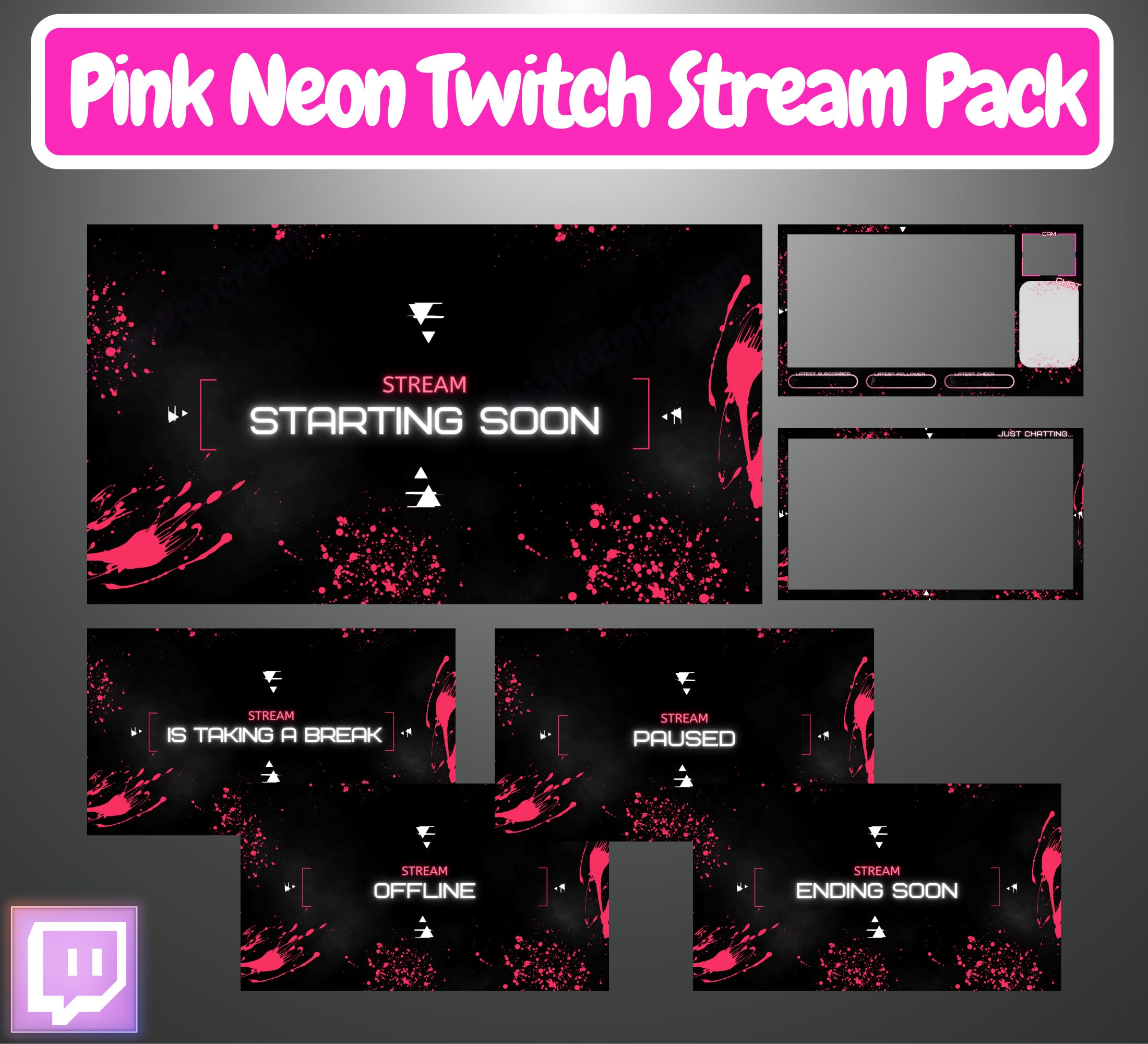 ANIMATED Pink Neon Twitch Overlay Complete Pack Twitch - Etsy Canada