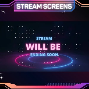 5 X ANIMATED Neon Stream Screens Animated Starting Soon Be Right Back ...