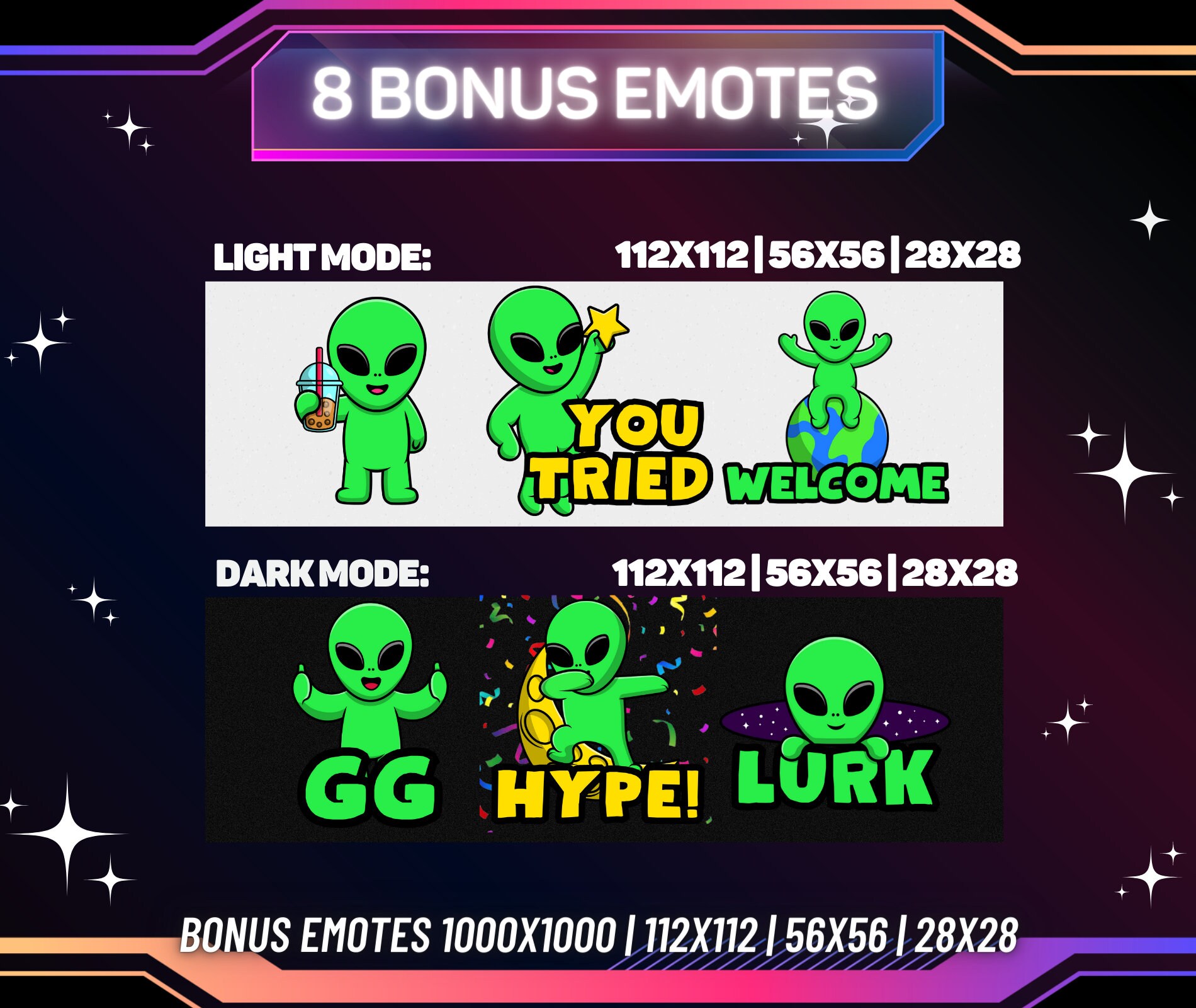 30 X Cute Alien Twitch Bit Badges, Twitch Bit Badges, Alien Twitch Bit ...