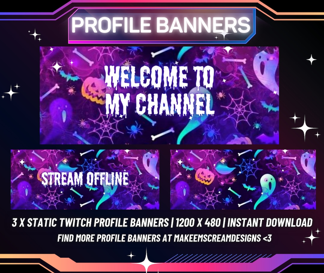Neon Ghost Halloween Twitch Banners, Scary Profile Banners (digital ...