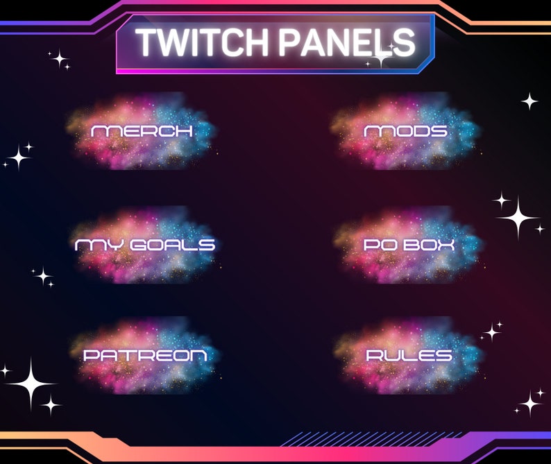 30 X Rainbow Neon Twitch Panels, Twitch About Me Panels, Streamer About ...