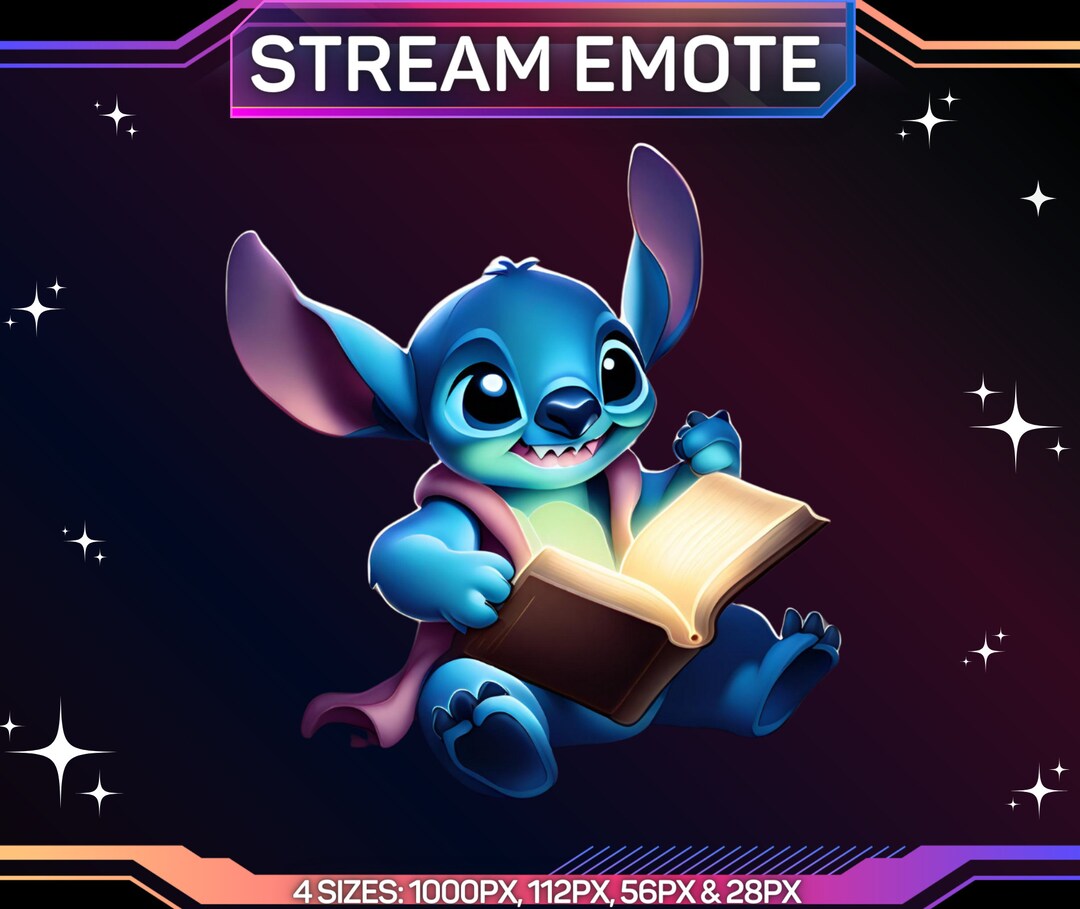 1 Twitch Emote, Stitch Emote, Stitch Reading Emote, Reading Book Stitch ...