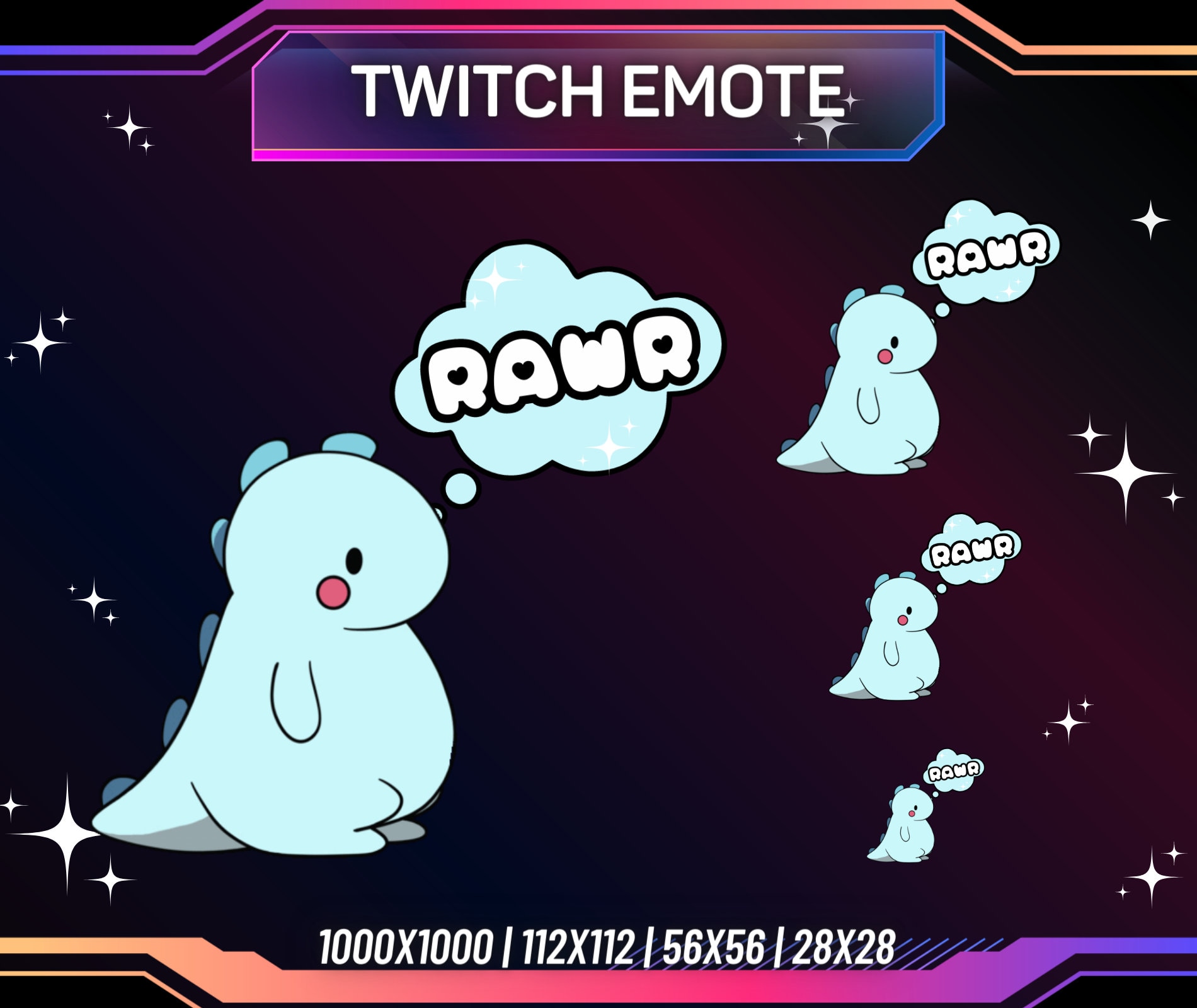 1 Twitch Emote | Dinosaur Twitch Emote | Rawr Emote | Funny Emote ...