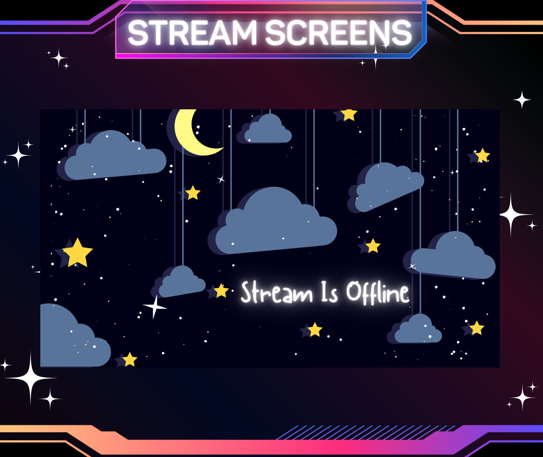 5 X ANIMATED Night Sky Stream Screens Starting Soon Be Right Back ...