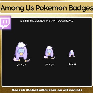 Among Us Pokemon Twitch Sub Badges | Cute Sub Badges | Pokemon Sub ...