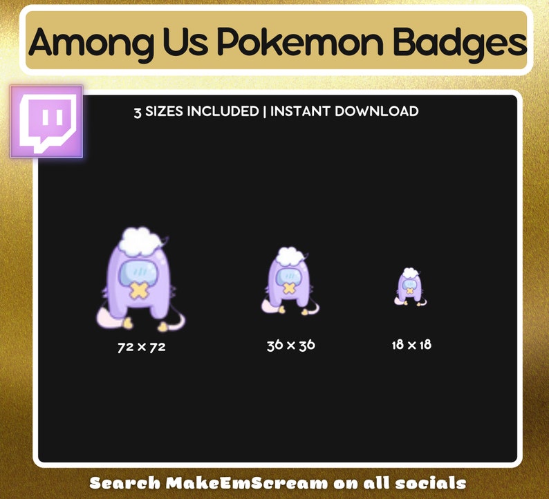 Among Us Pokemon Twitch Sub Badges | Cute Sub Badges | Pokemon Sub ...