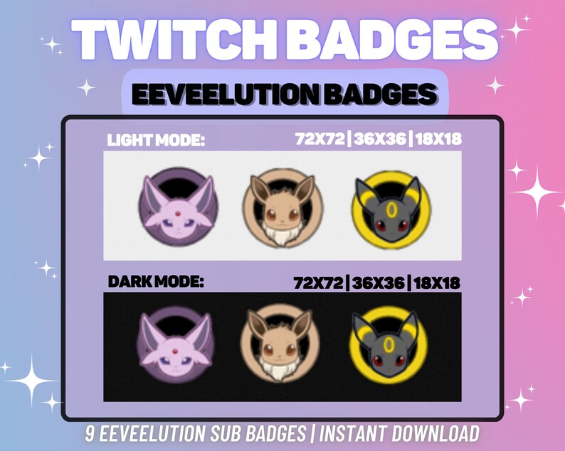 Eeveelutions Twitch Sub Badges | Kawaii Eevee Evolutions (digital ...