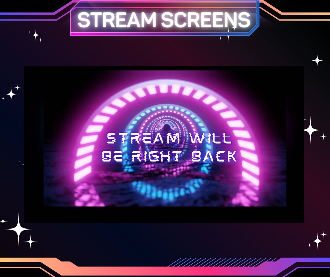5 X ANIMATED Neon Stream Screens Starting Soon Be Right Back Stream Offline Streamer Screens ...