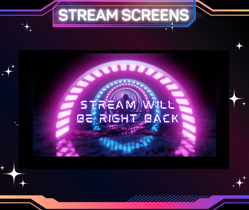 5 X ANIMATED Neon Stream Screens Starting Soon Be Right Back Stream ...