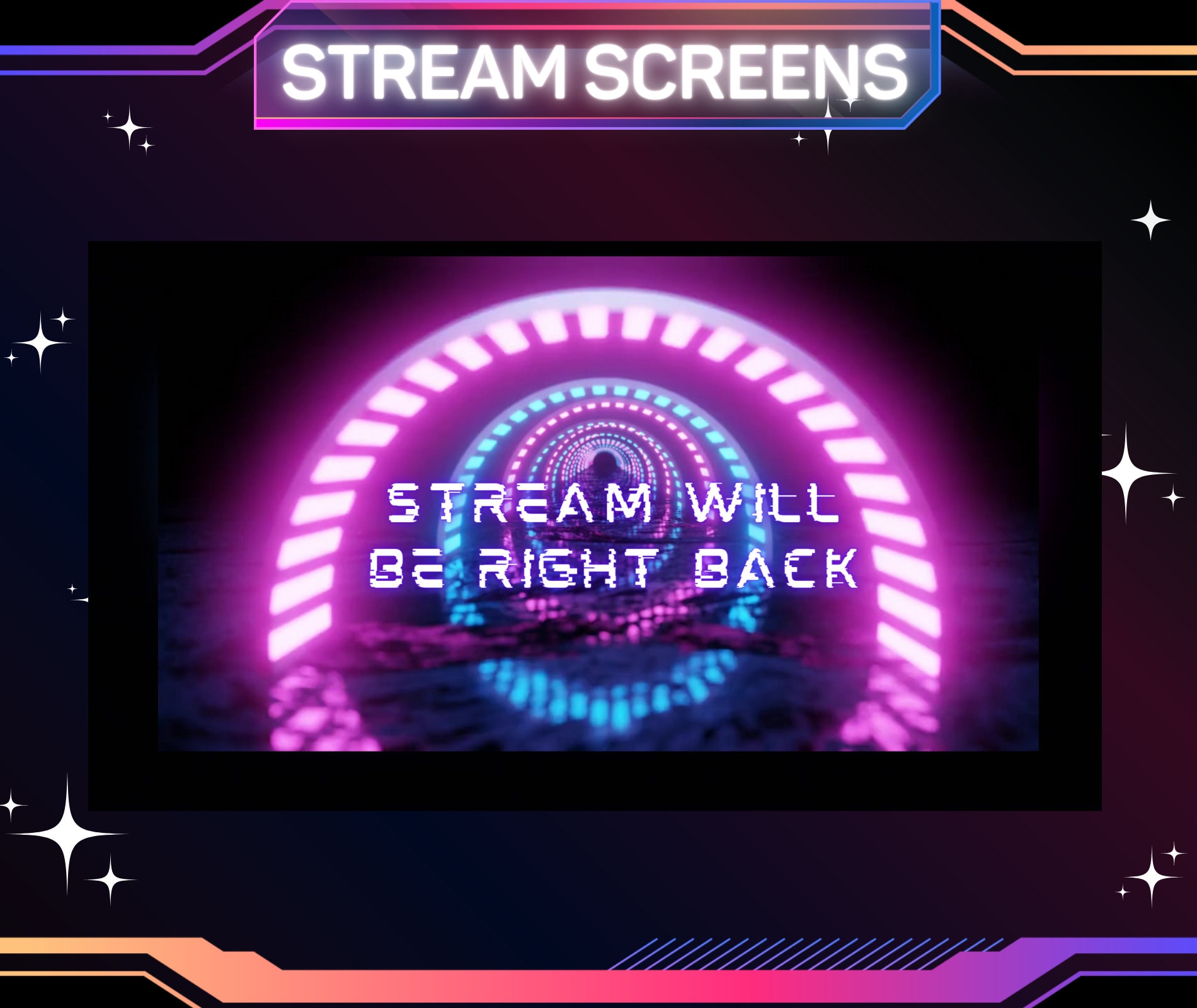 5 X ANIMATED Neon Stream Screens Starting Soon Be Right Back Stream ...