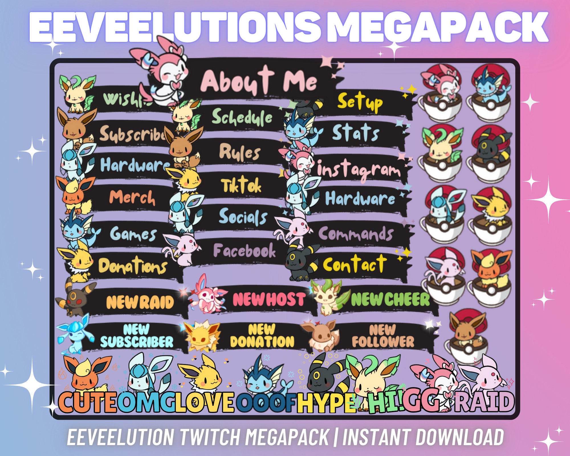 MEGAPACK Cute Eeveelutions Twitch | Kick | Youtube | Streaming Megapack ...