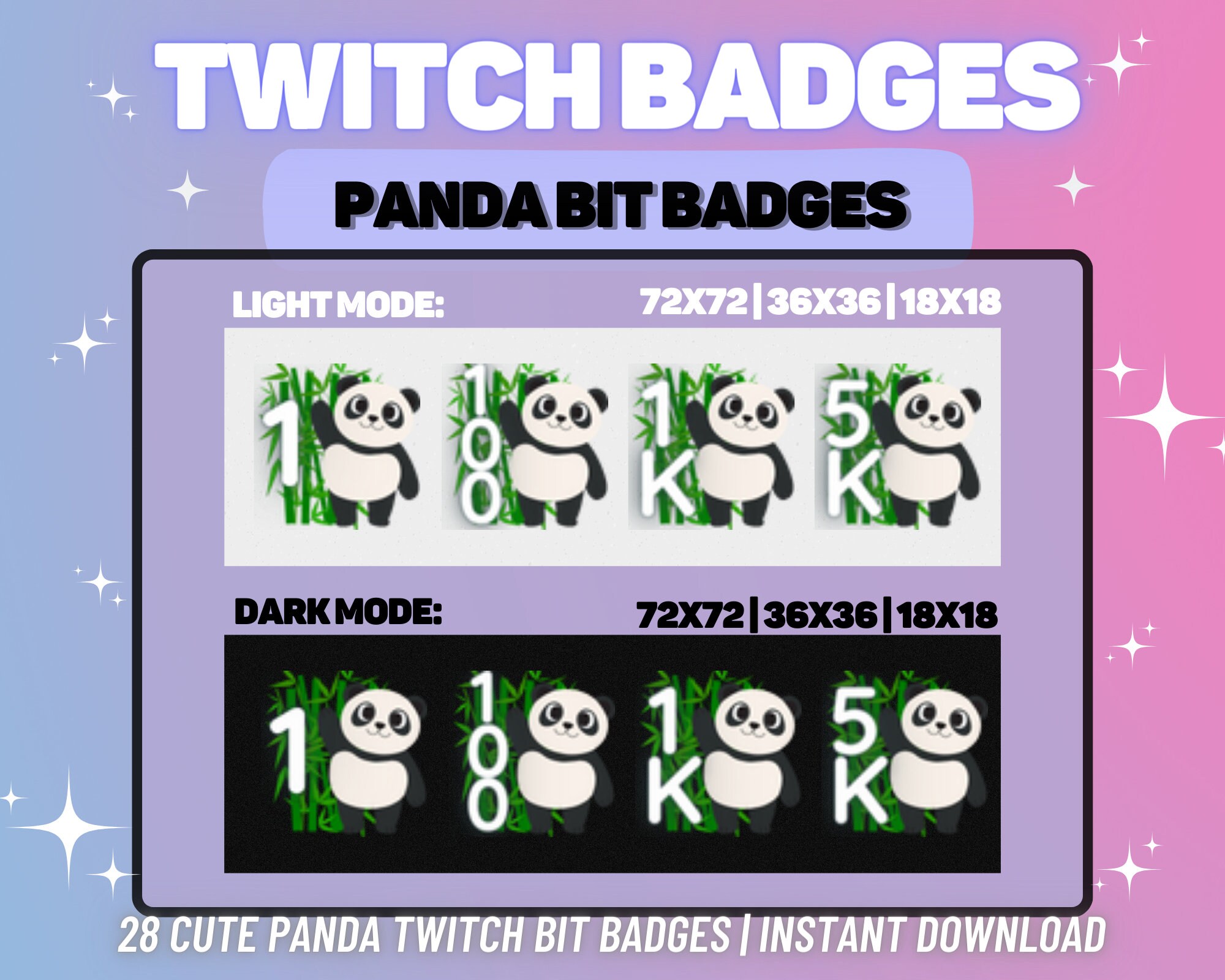 28 X Cute Panda Bit Badges for Twitch Twitch Bit Badges Twitch Tier ...