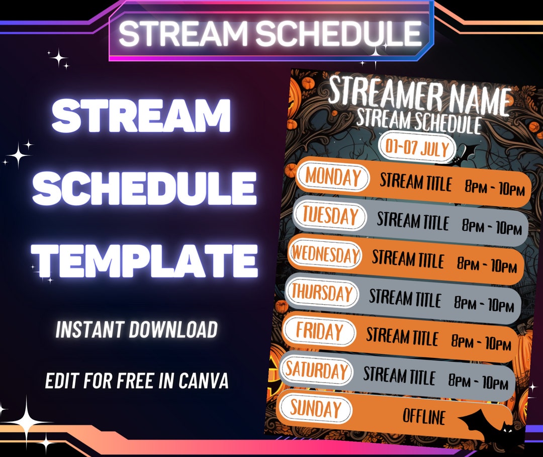 STREAM SCHEDULE Template | Halloween Stream Schedule | Social Media ...