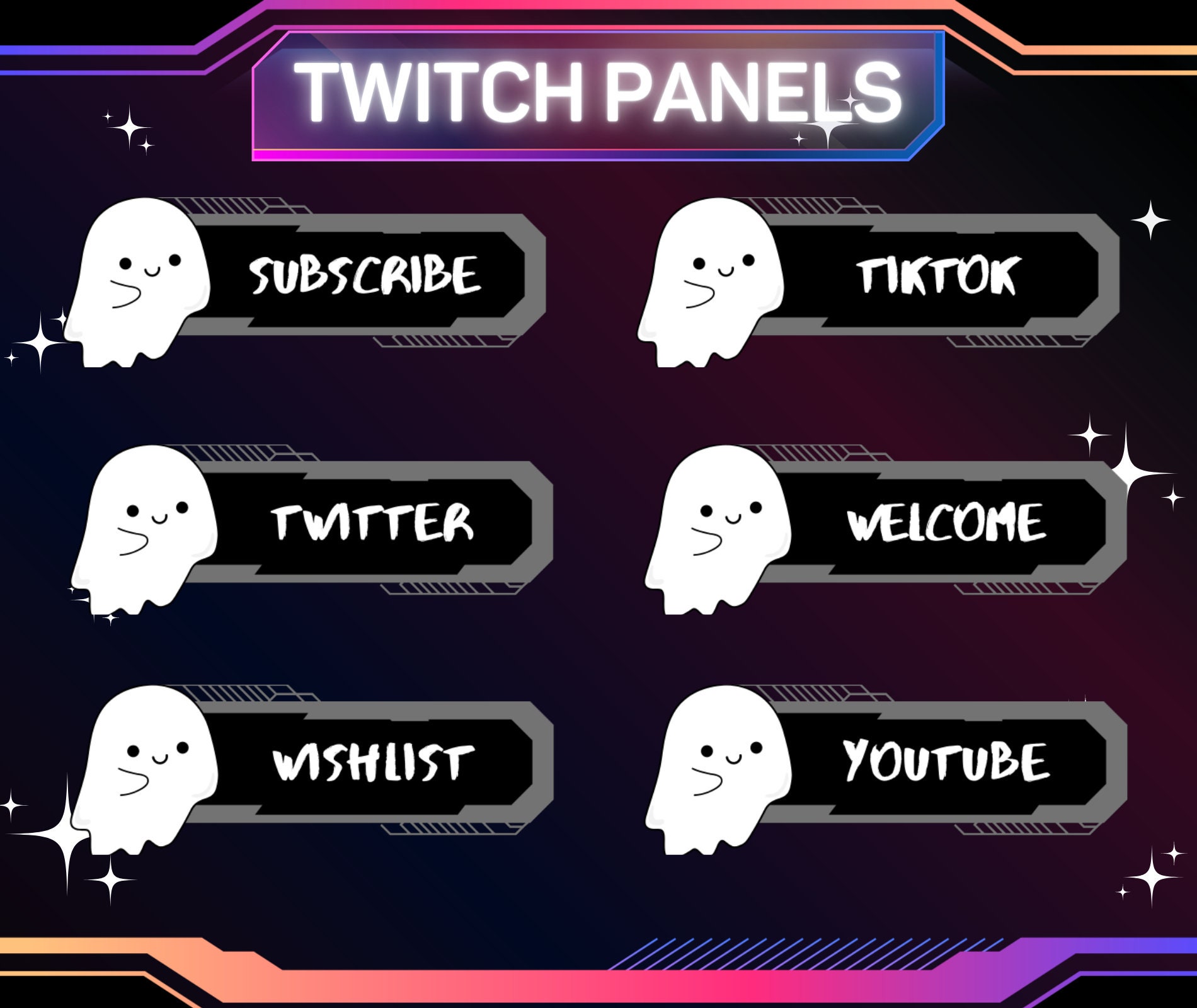 30 X Cute Ghost Twitch Panels Stream Panels Twitch Panels Ready to Use ...