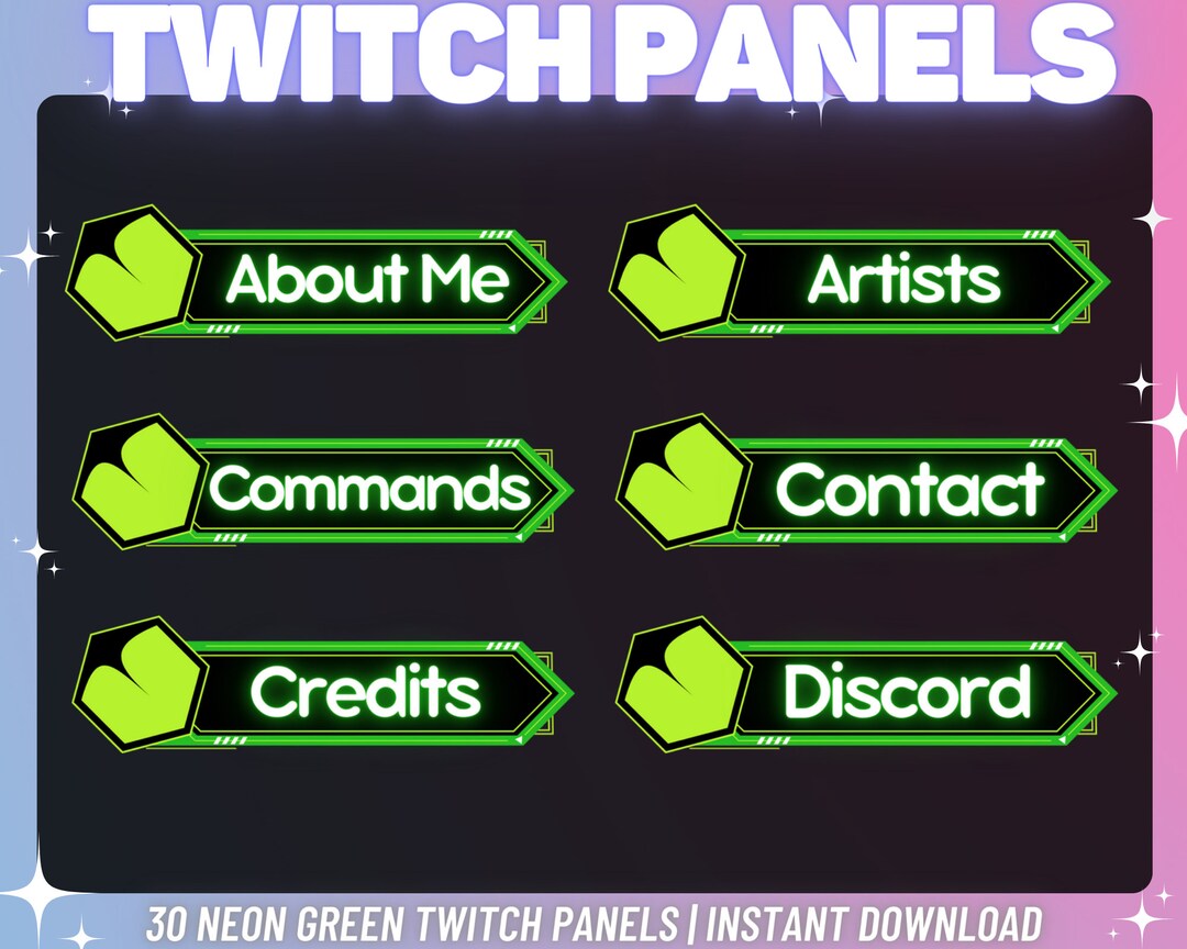 30 X Neon Green Twitch Panels Streaming Panels Twitch - Etsy